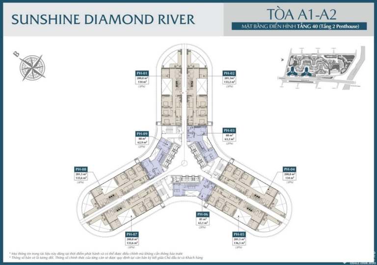 Mặt Bằng Sunshine Diamond River: Tòa A1 - A2 - A3